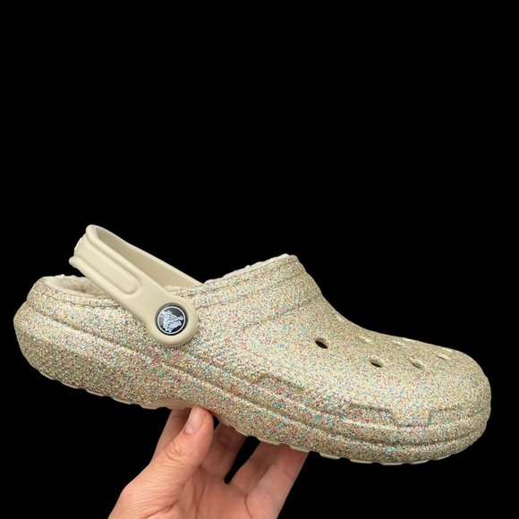 CROCS | Shoes | Crocs Womens Slip On Lined Clog Size 8 Goldglitter Warm ...